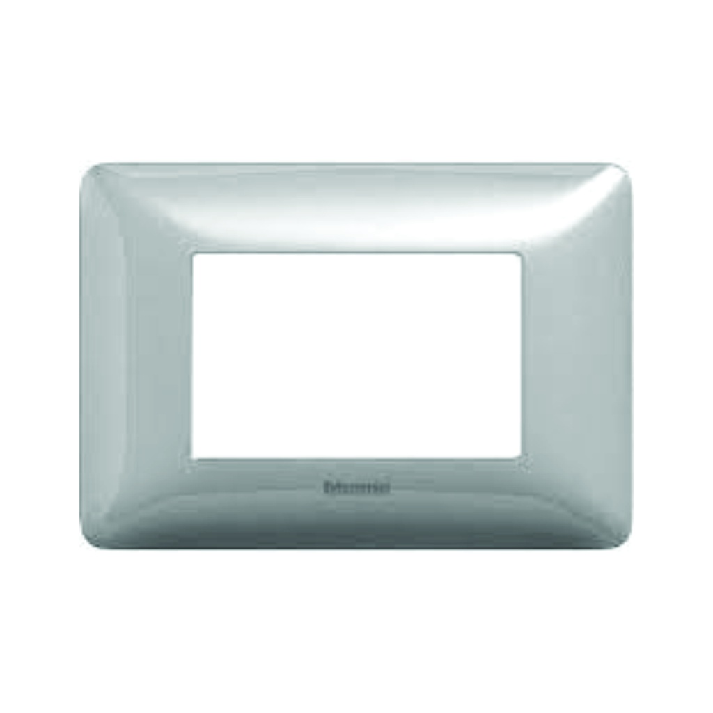 BTICINO Placa Matix 3 módulos acabado metalizado color plateado ...